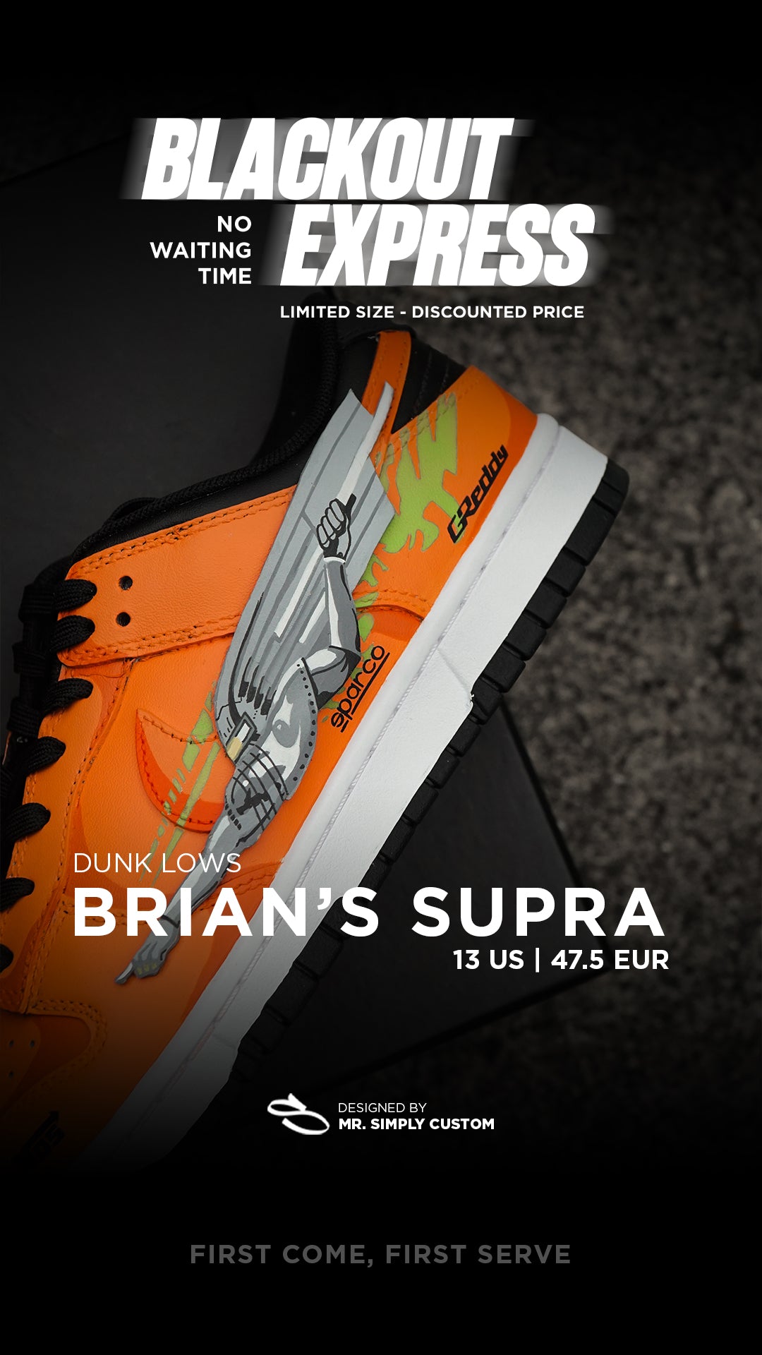 Brian's Supra - Dunk -13 US - Ready Stock – Mr. Simply Custom